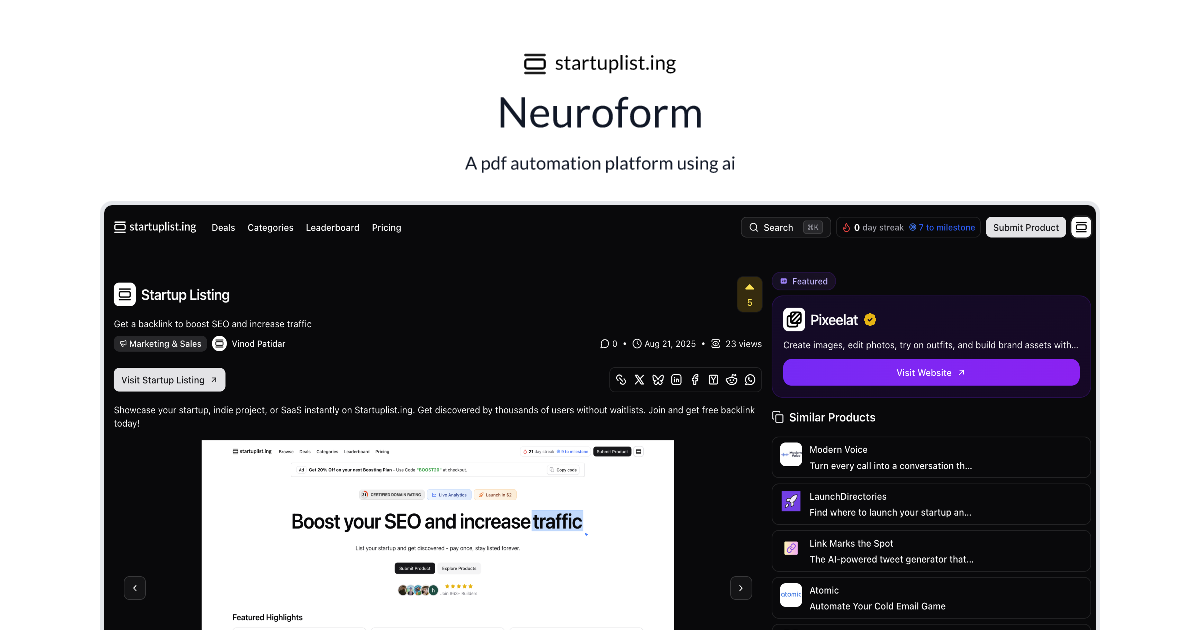 Neuroform - AI & Machine Learning | Startup Listing